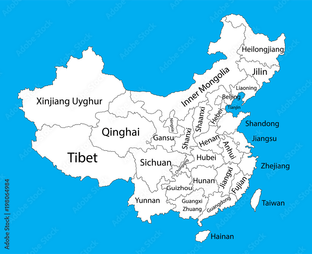 Editable blank vector map of China. Vector map of China isolated on ...