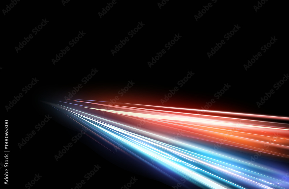 Vector illustration of high speed light effect on black background ...