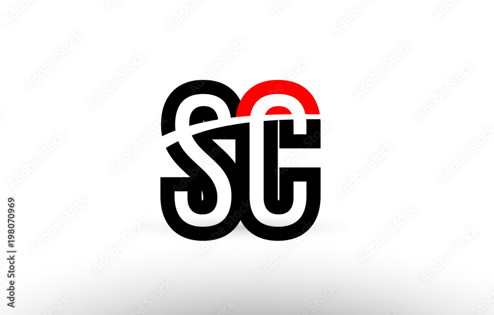 black white alphabet letter sc s c logo icon design Stock Vector ...