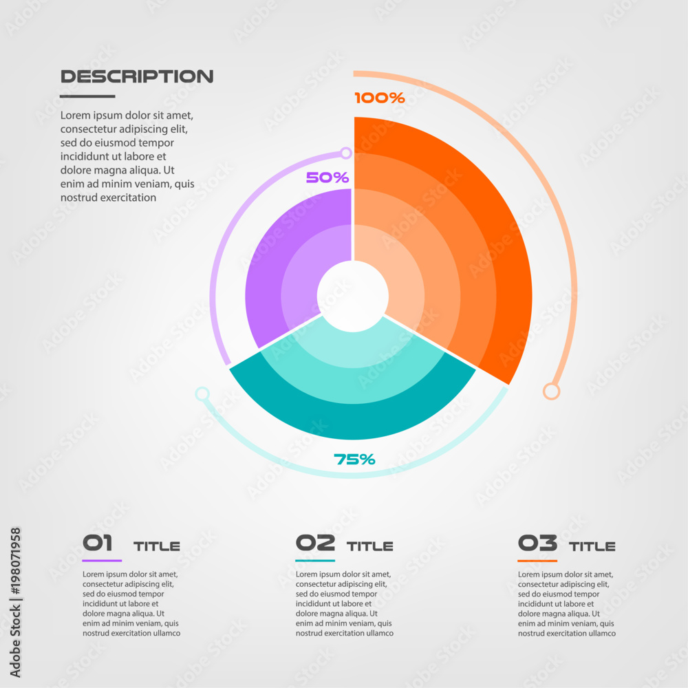 Sunburst chart color infographics step by step in a series of circle ...