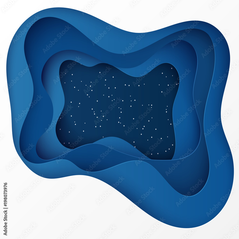 Night sky with shining stars. Paper art 3D abstract background with ...