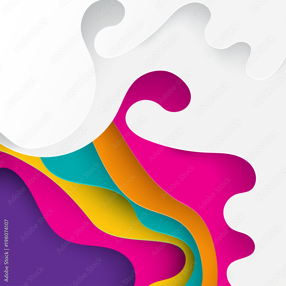 Paper art 3D abstract background with origami shapes. Paper waves ...