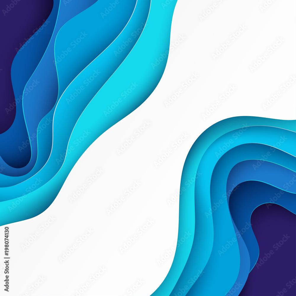 Paper art 3D abstract background with origami shapes. Paper waves ...