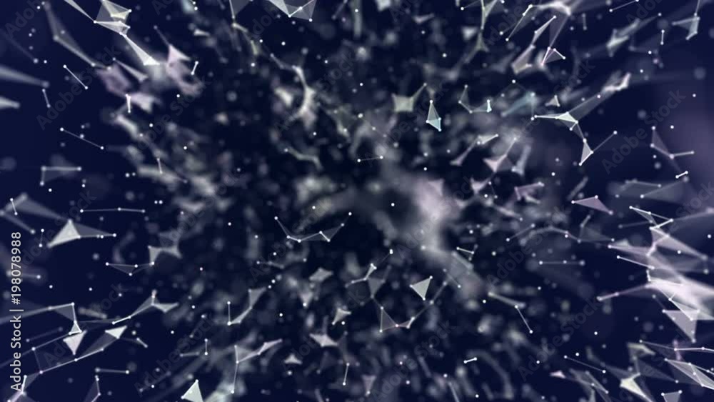 Video „Particles fly across the screen. Dark blue background. Place for ...