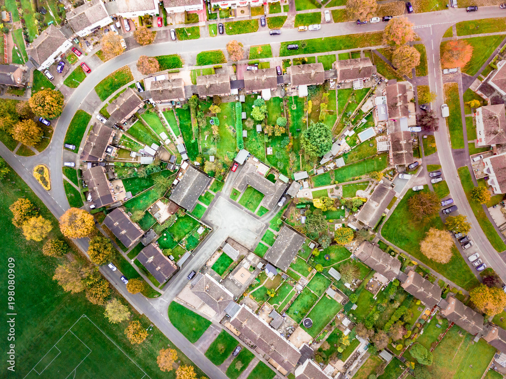 Photo & Art Print Satellite image style aerial view of homes on an ...