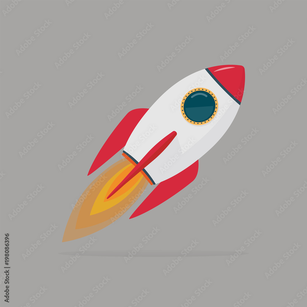 Cartoon Rocket Ship Taking Off