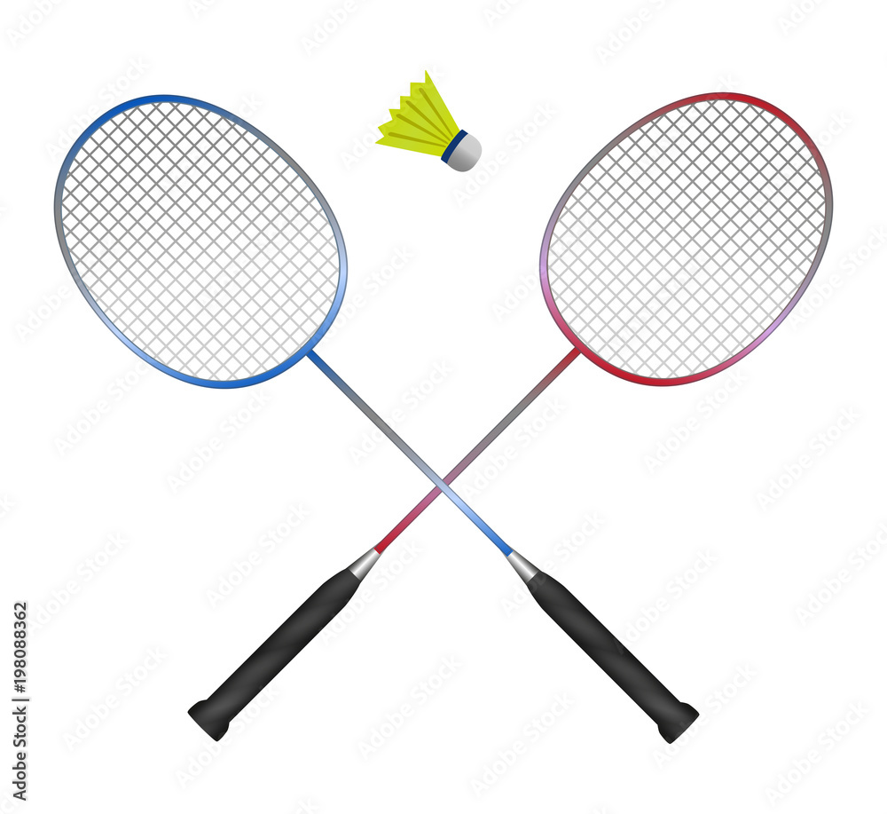Vector crossed badminton rackets with shuttlecock Stock Vector | Adobe ...