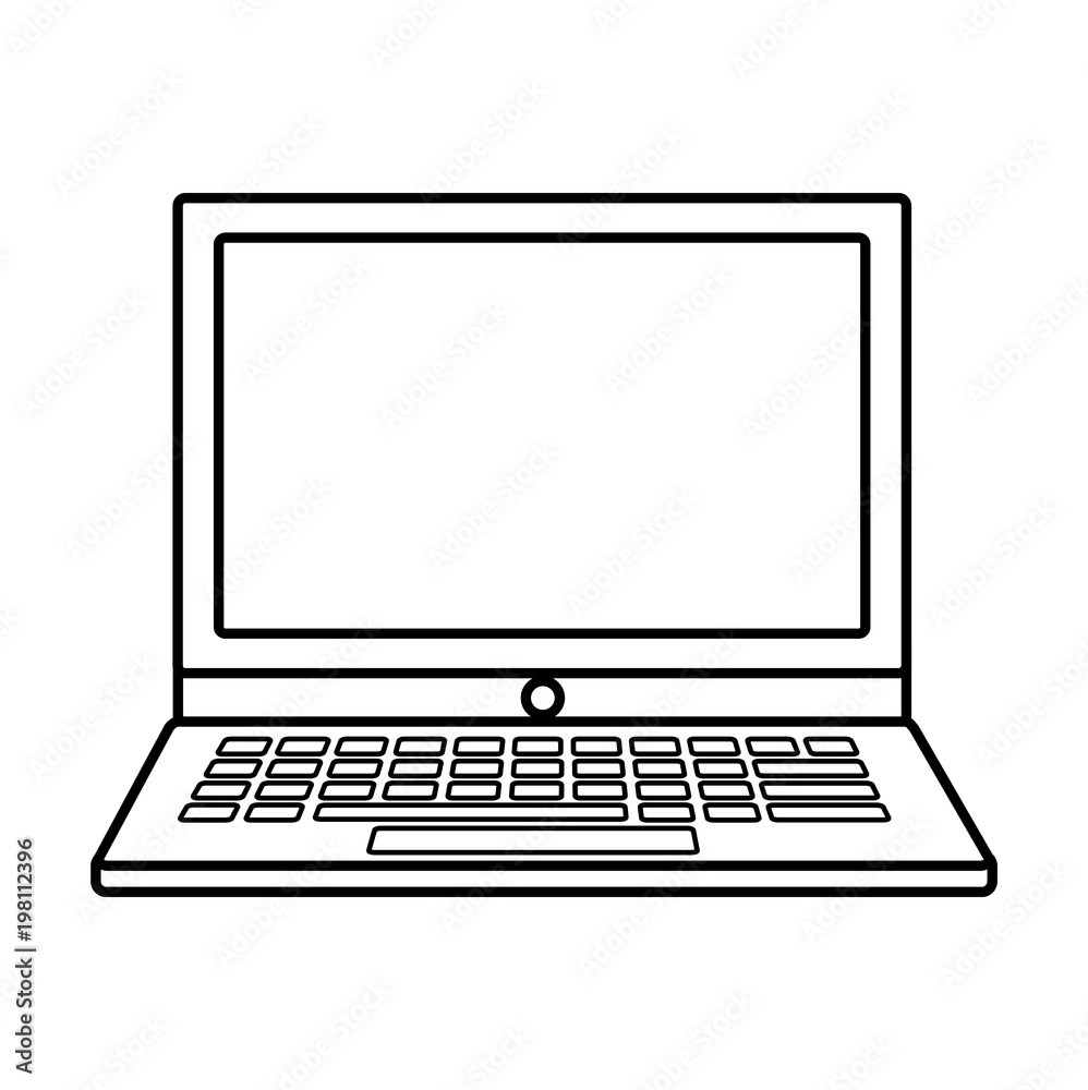 Laptop Keyboard Technology Digital Screen Icon Vector Illustration Outline Design Stock Vector