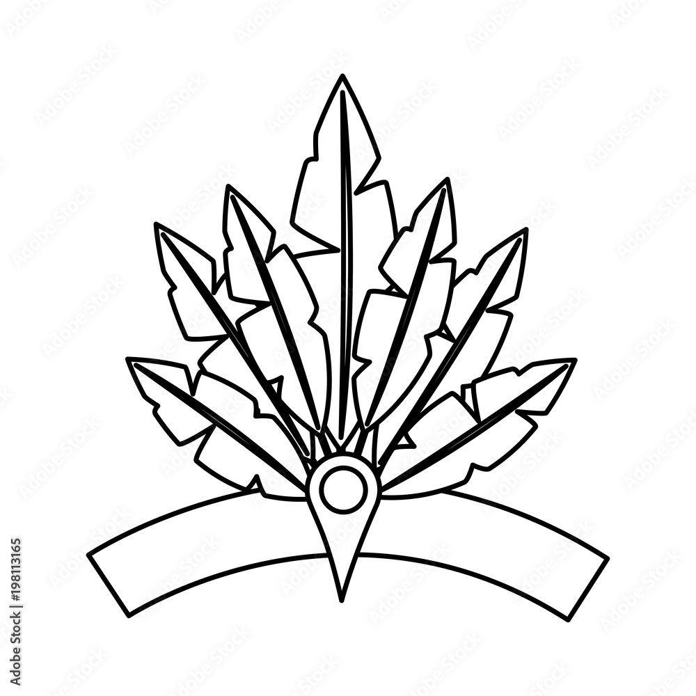 Headdress Carnival With Feathers And Jewelry Vector Illustration