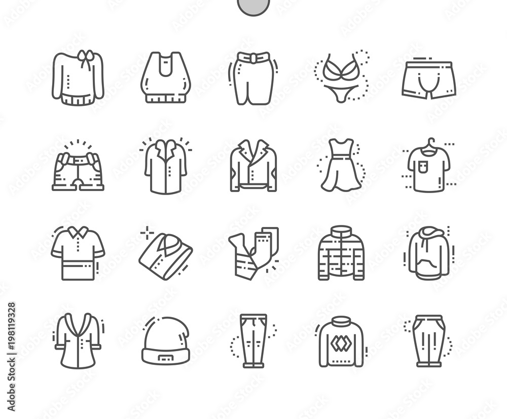 Clothes Well-crafted Pixel Perfect Vector Thin Line Icons 30 2x Grid ...