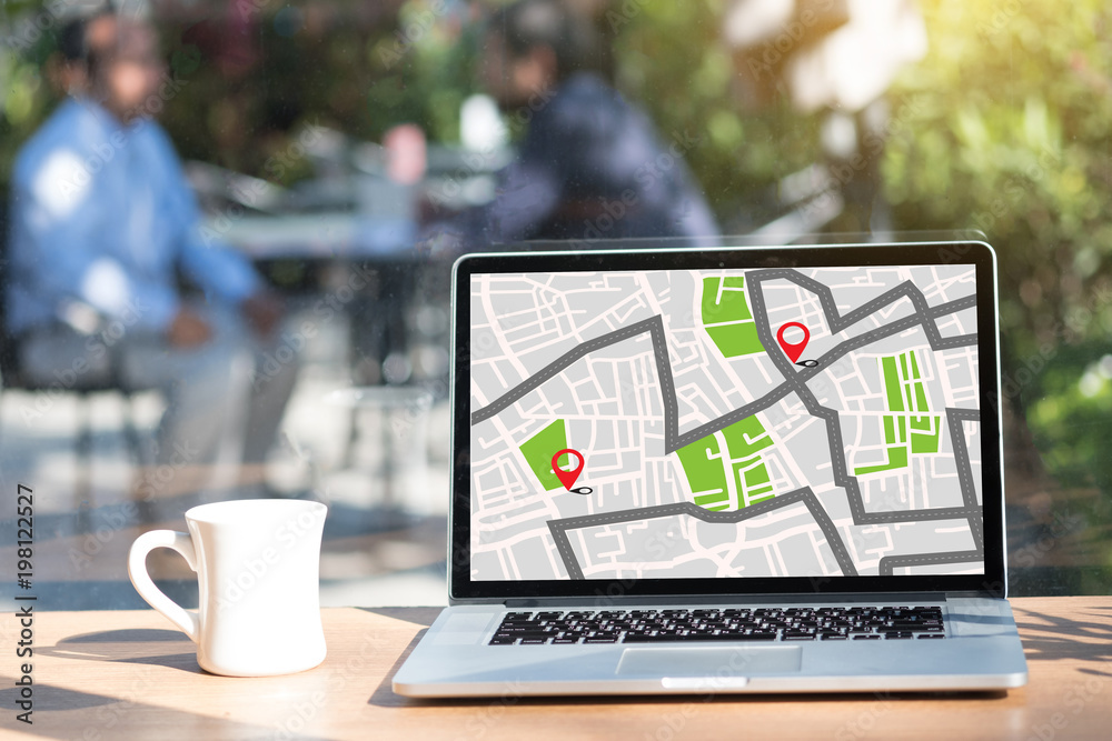 GPS Map to Route Destination network connection Location Street Map ...