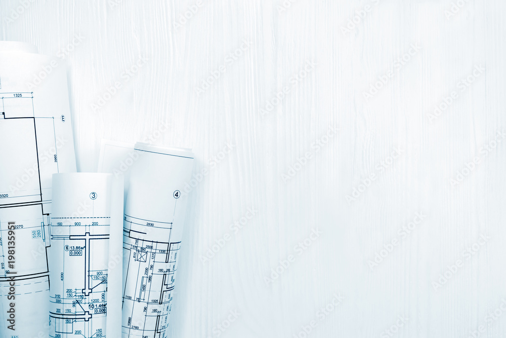 architectural technical drawings with house plans on architect ...