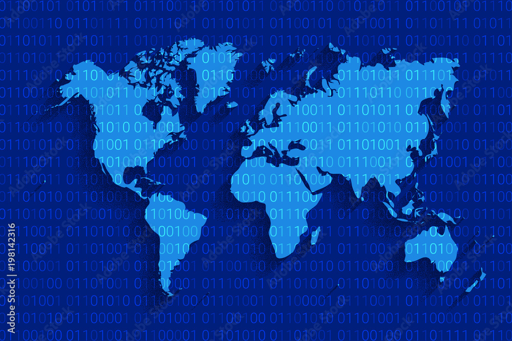 world cyber security map. cyberspace internet. digital technology ...