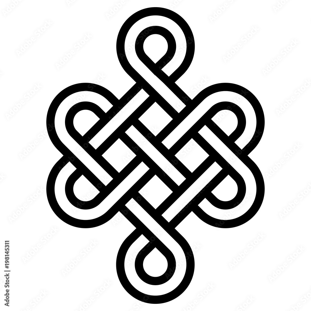 Mystical knot of longevity and health, sign good luck Feng Shui, vector ...