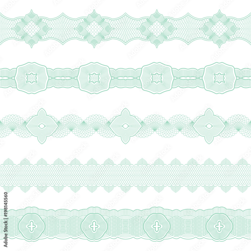 Set of seamless borders of elements guilloche Stock Vector | Adobe Stock