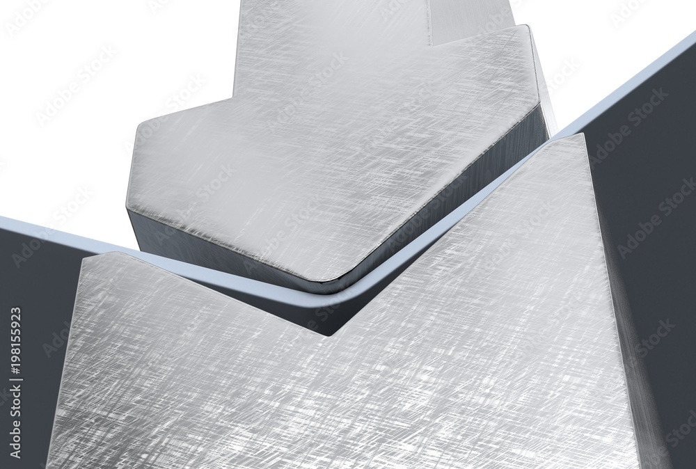 bending metal sheet by sheet bending machine 3d render Stock ...