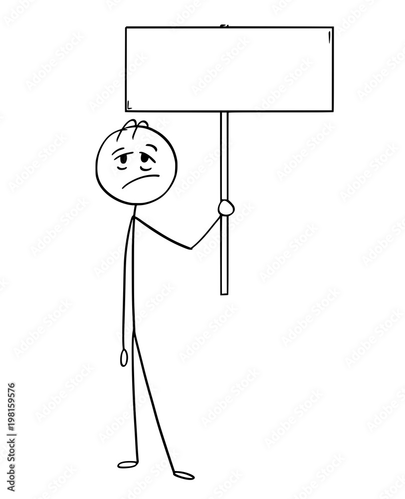 Cartoon stick man drawing conceptual illustration of tired or exhausted ...