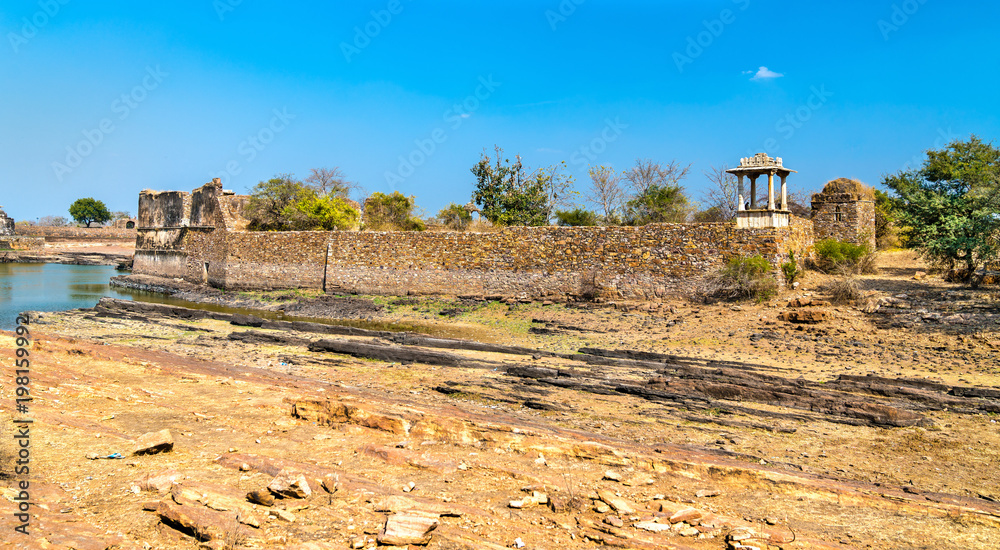Fortifications at Rani Padmini Palace at Chittorgarh Fort. Rajasthan ...