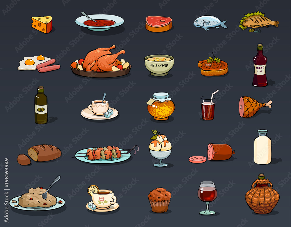 food Icons set, food Icon Vector, food Icon Art, food Icon Image, food ...
