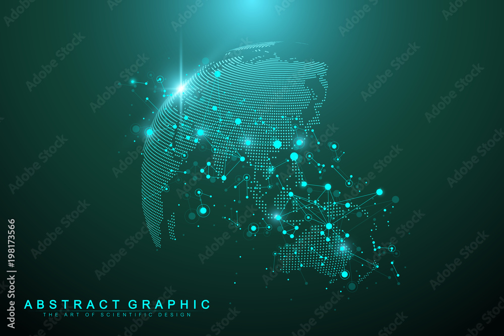 Big data complex world globe. Graphic abstract background communication ...