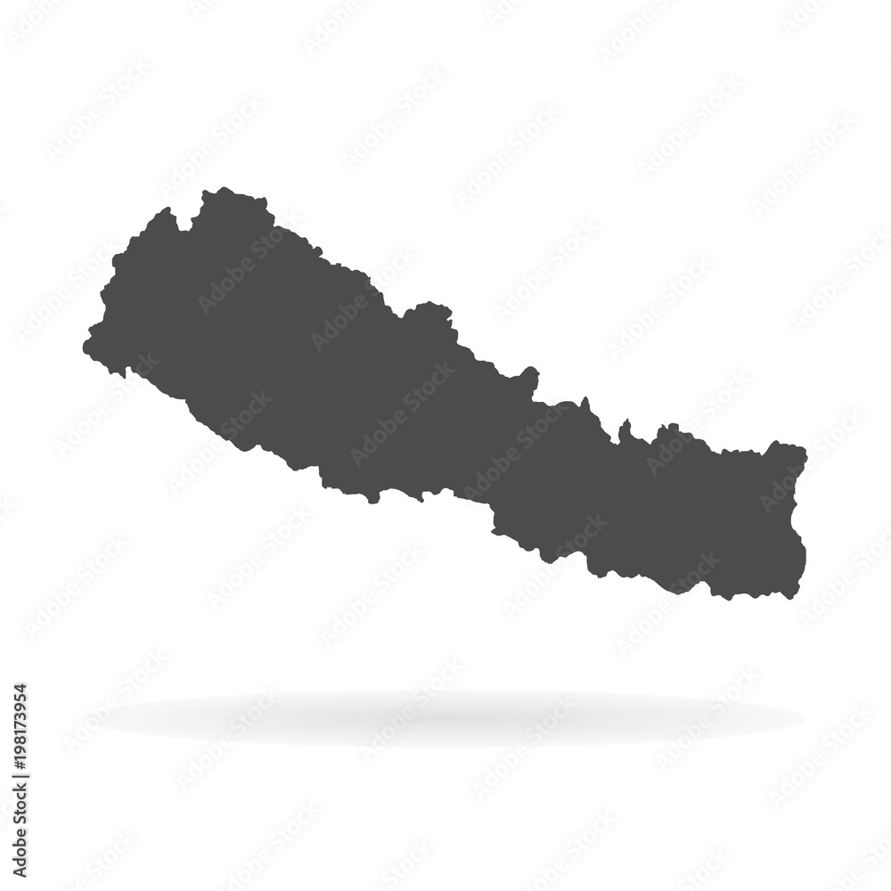 Vector map Nepal. Isolated vector Illustration. Black on White ...