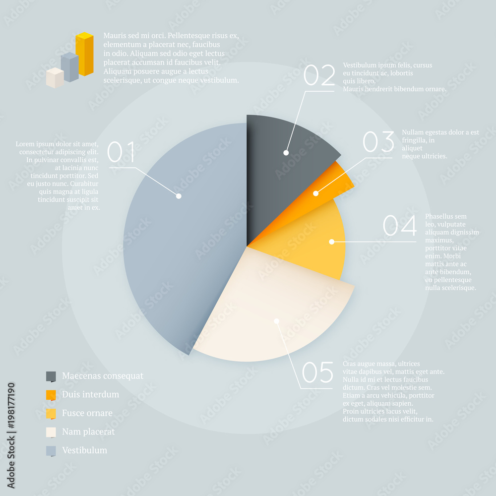 Pie chart diagram vector infographics design element mockup template ...