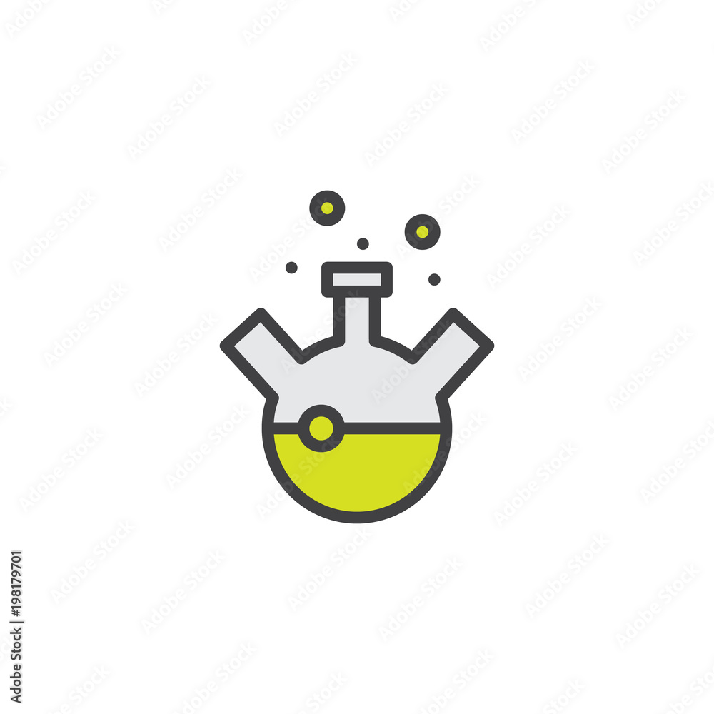 Laboratory flask filled outline icon, line vector sign, linear colorful ...