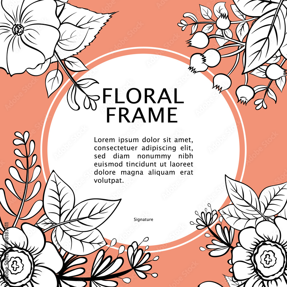 Vector illustrations with spring elements. Frame of garden flowers ...