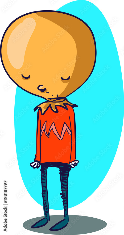 sad boy with pouch paper on his head cartoon sketch style free drawn ...