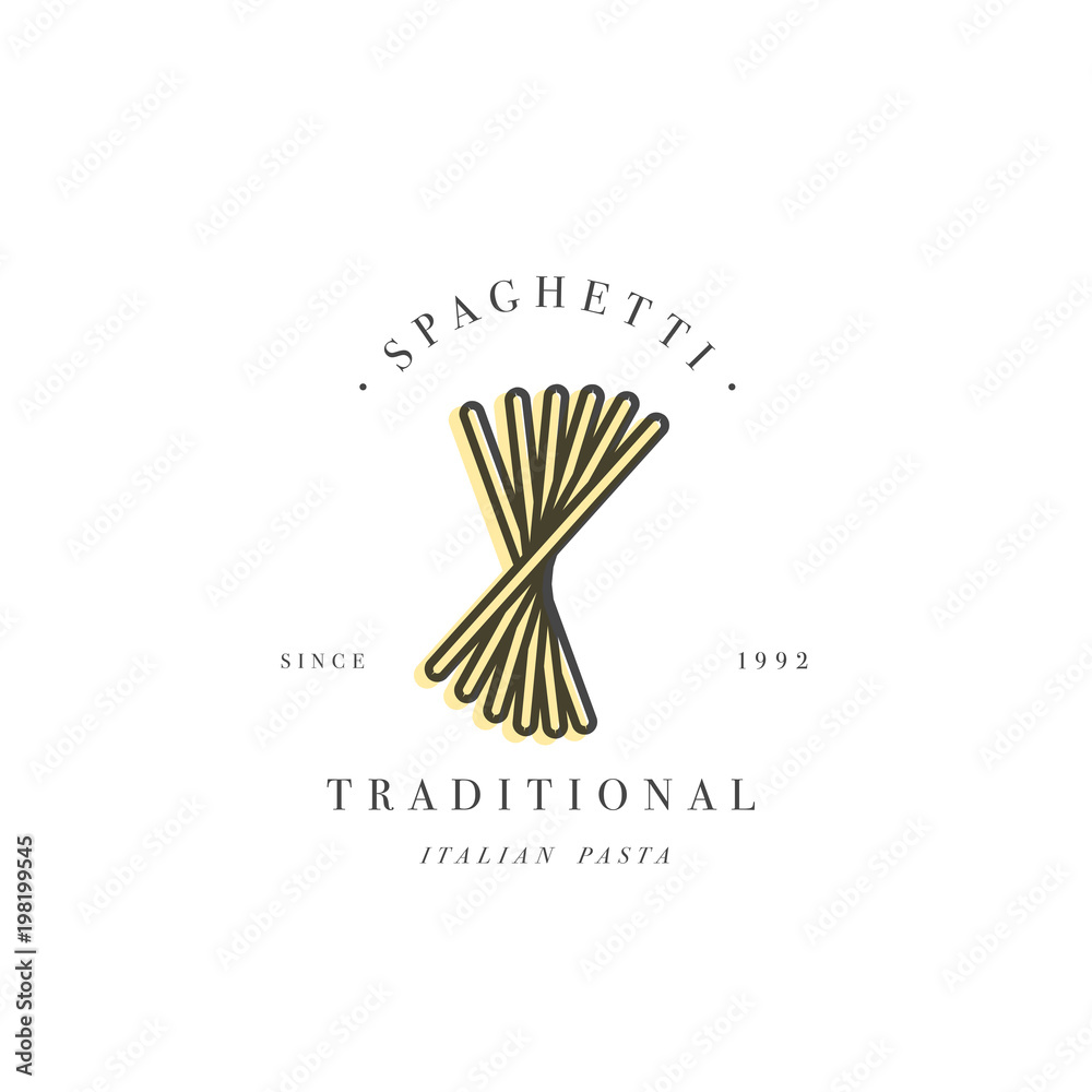 Vector logo design template and emblem or badge. Italian pasta ...