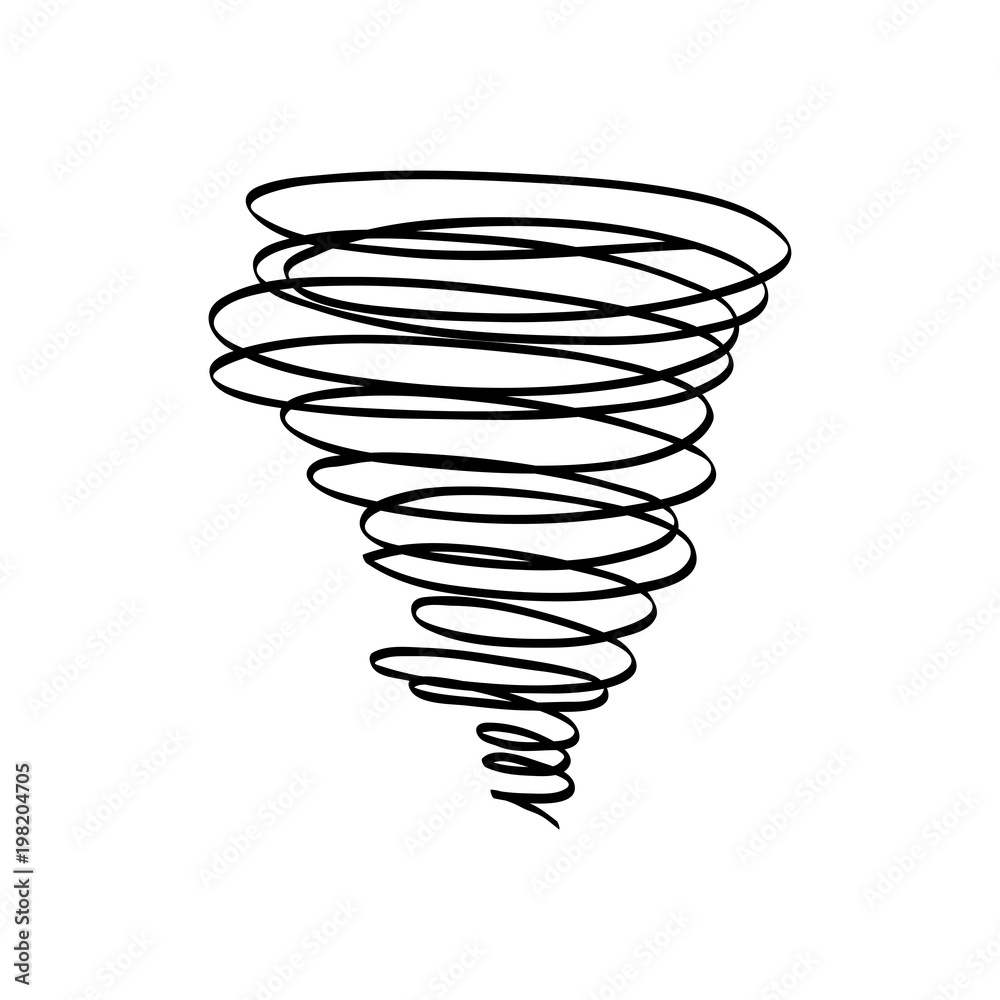 Vector hand drawn illustrations tornado. Doodle style on white ...