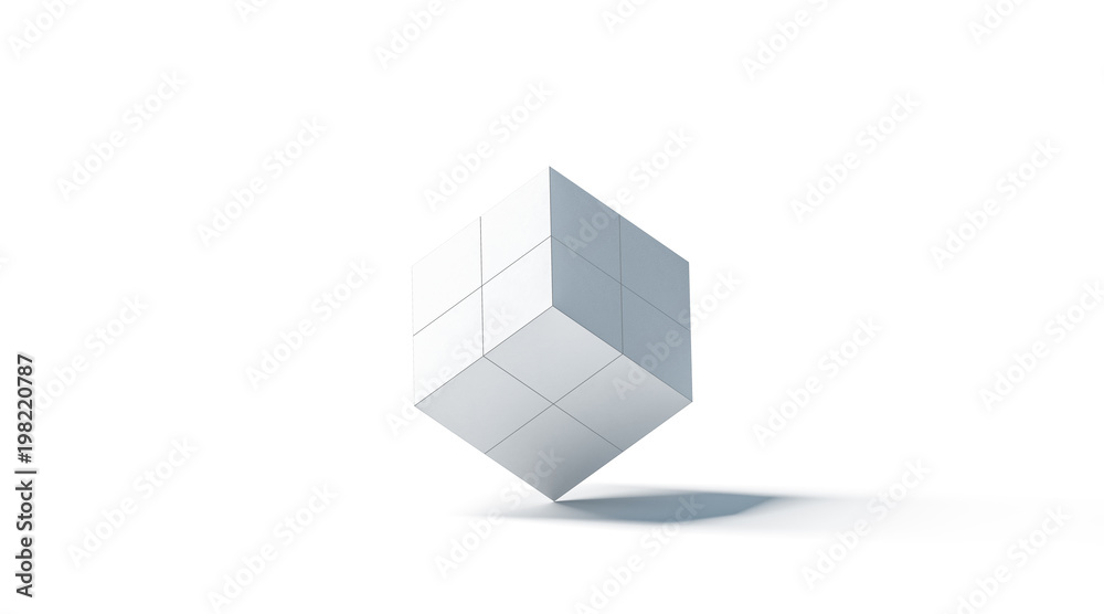 Blank white promotional magic cube mock up, isolated, 3d rendering ...