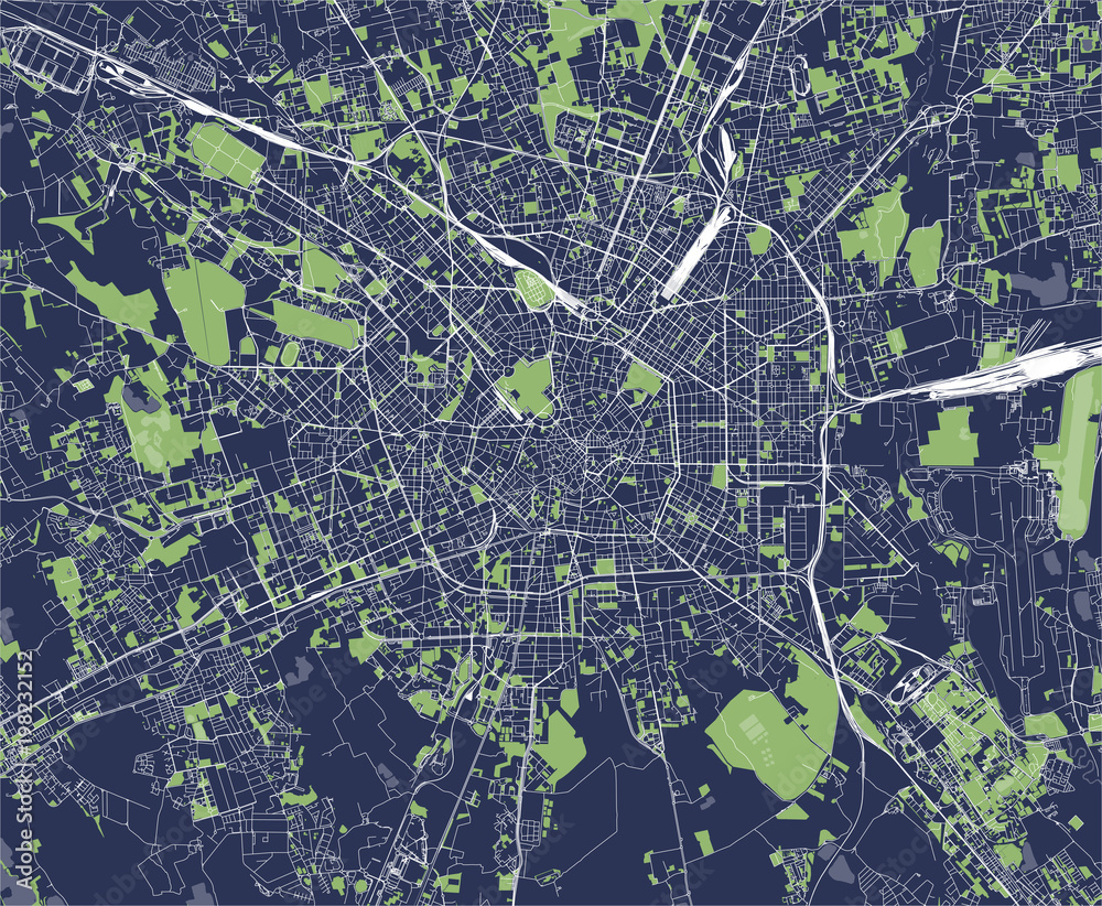 vector map of the city of Milan, capital of Lombardy, Italy Stock ...