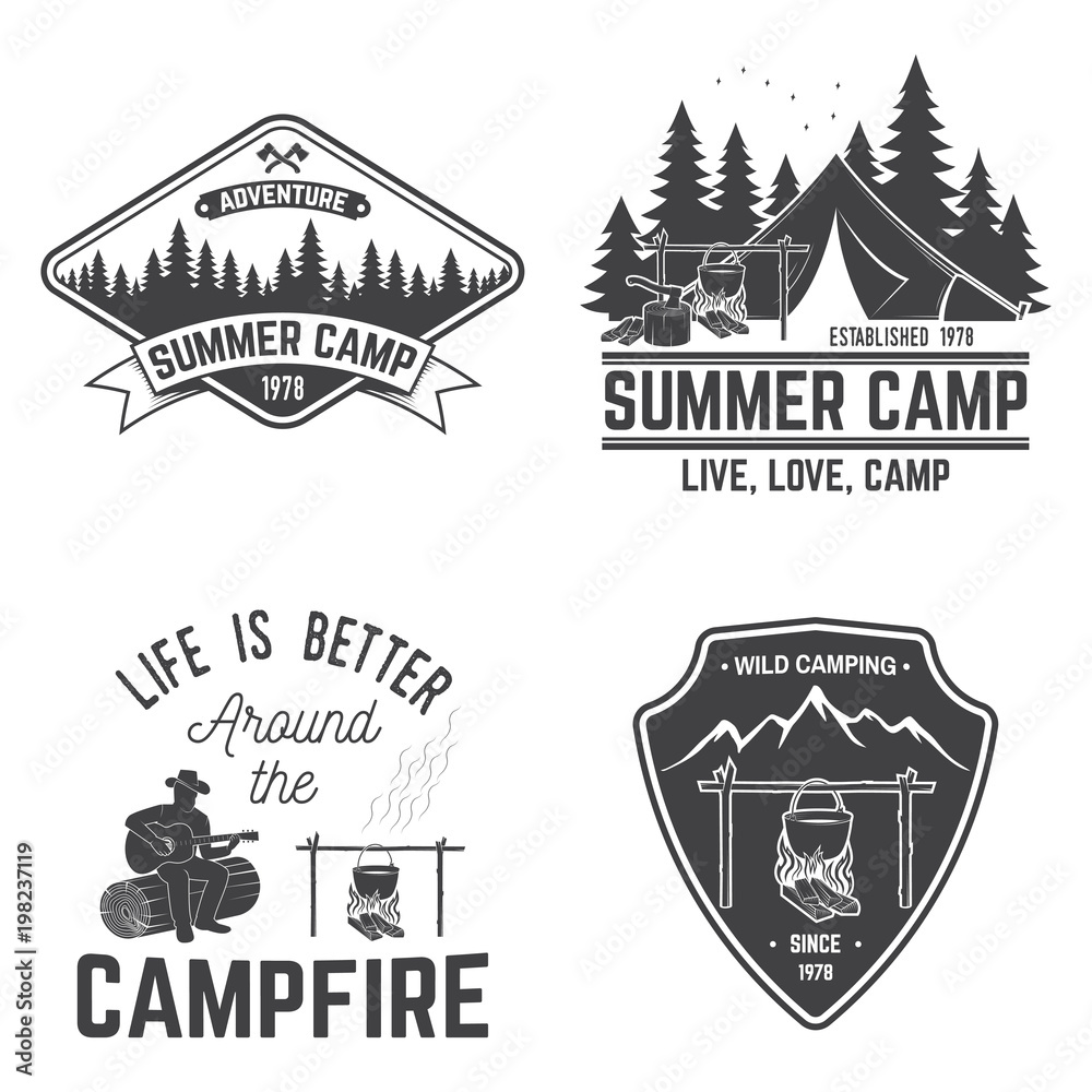 Summer camp. Vector illustration. Concept for shirt or logo, print ...