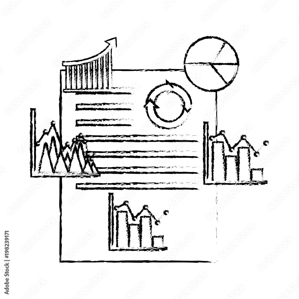 work document business with diagram graphs chart arrow 3d vector ...