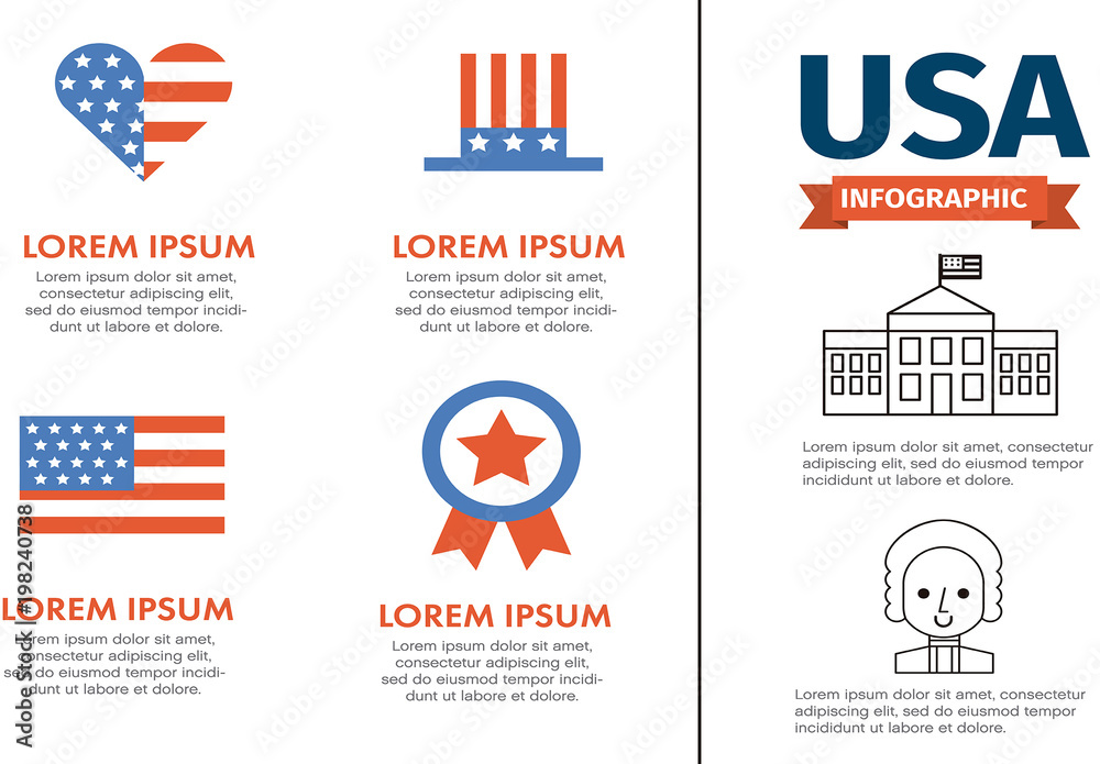 Red Blue White Patriotic USA Government Infographic Template Stock ...