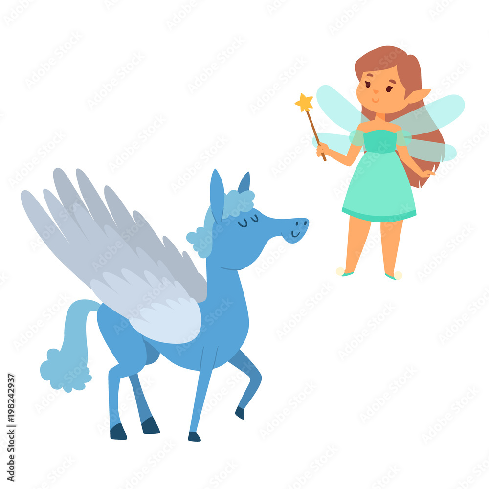 Fairy princess girl vector character cute beautiful style cartoon ...