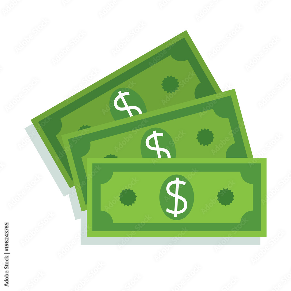 Dollar Bill Icon. Money Cash Stock Vector | Adobe Stock