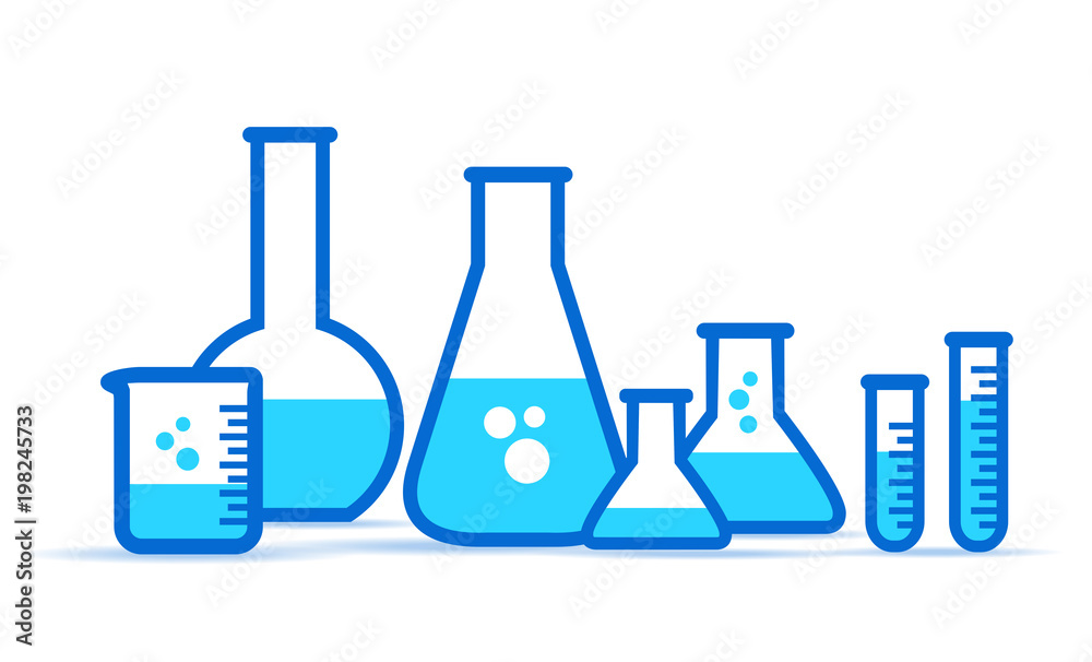 Glass Lab Jars, laboratory equipment icon. Set chemical vessels Vector ...