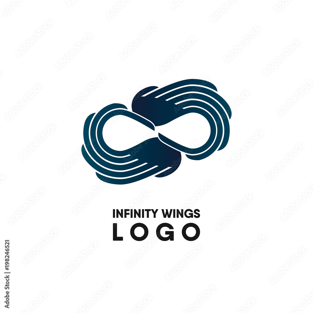 Abstract minimalistic logo of infinity symbol and wings. Stock Vector ...