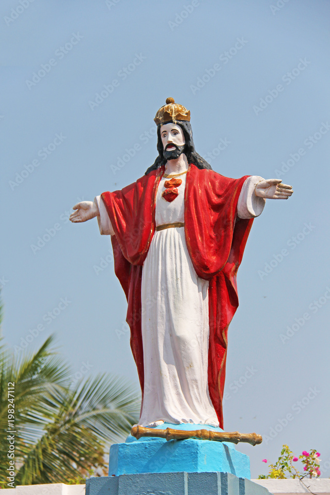 Jesus Christ statue Tiracol Fort. India Goa Stock Photo | Adobe Stock