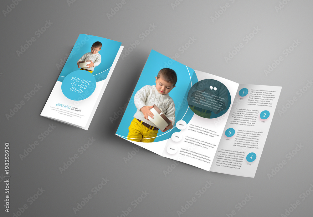 4 Trifold Brochures with Circular Elements Stock Template | Adobe Stock