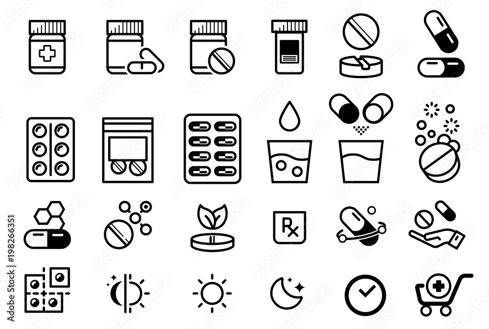 Introduction types of medications and medicinal properties icon concept ...