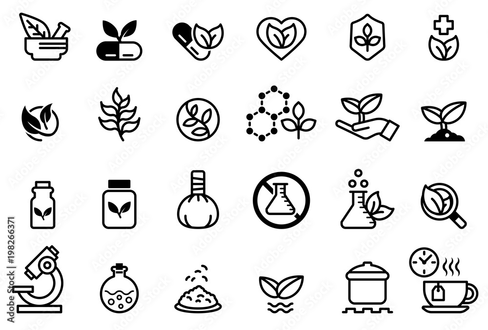 Herb medicine icon concept. Treatment with natural extracts. Plant ...