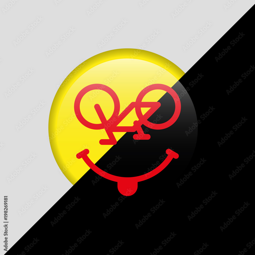 Vector Bicycle Emoji. Bike Smile, Emoticon or Smiling Face. 3D Yellow ...