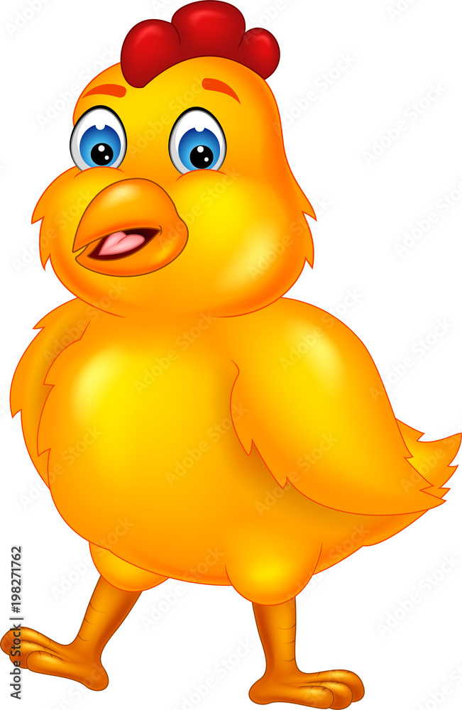 cute baby chicken cartoon standing with laughing Stock Illustration ...