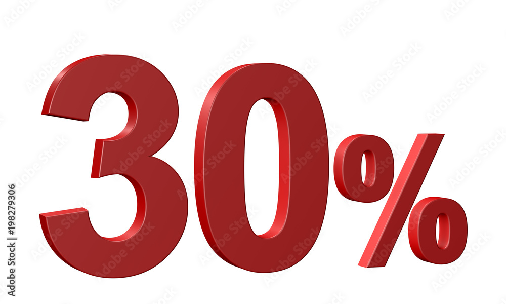 30 percent on white background. Isolated 3D Text Stock Illustration ...