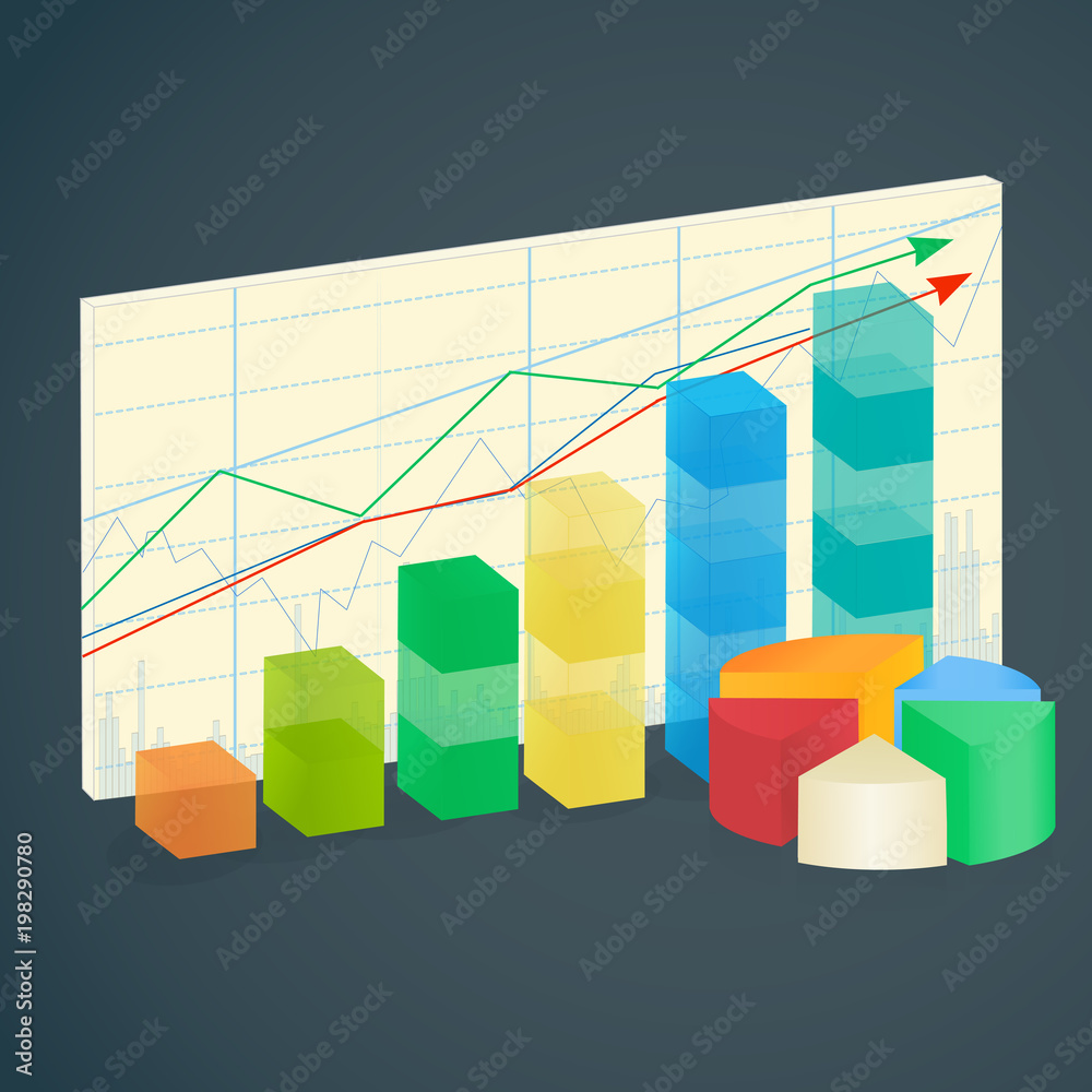 rising finance bar graph infographic for statistics, analytics ...