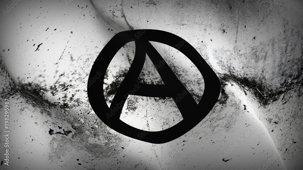 Anarchy Logo Symbol grunge flag waving loop. Anarchy Logo Symbol dirty ...