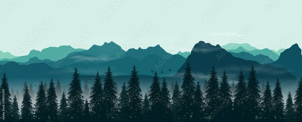 Beautiful forest full Tree banners. Stock Vector | Adobe Stock